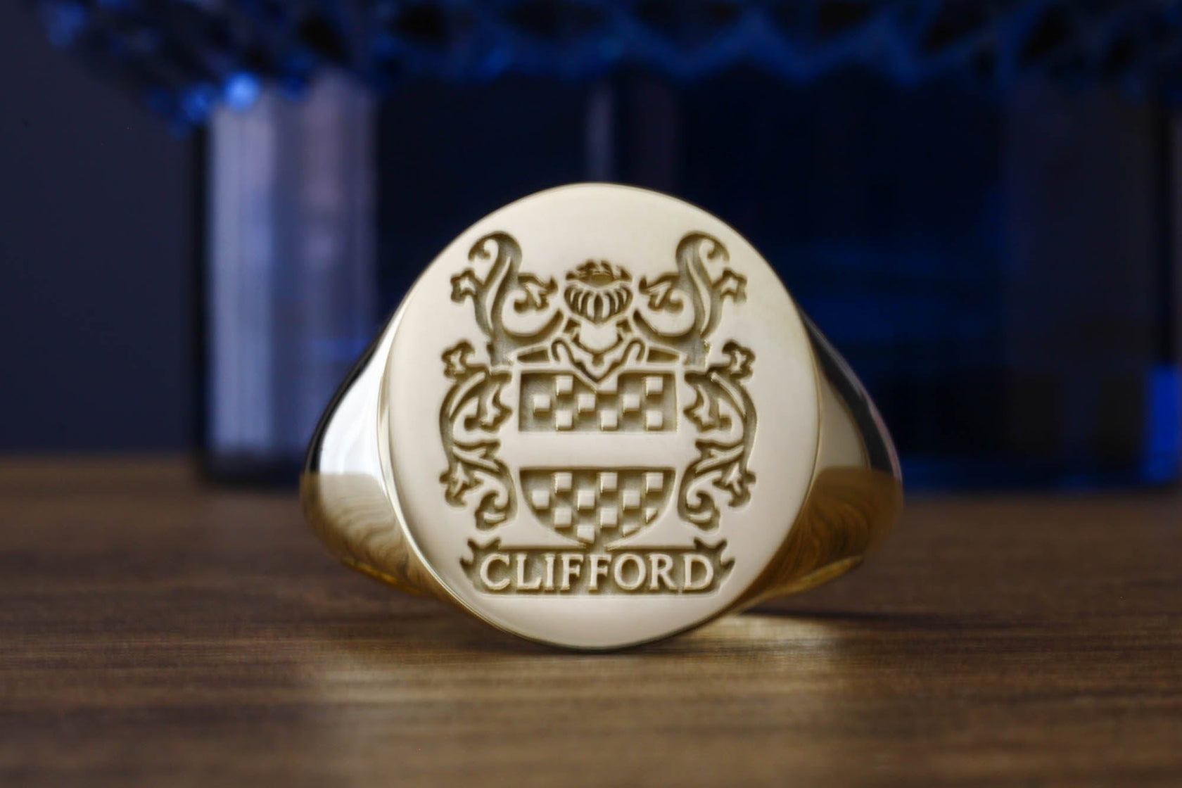 Gold Pinky Ring Mens, Gold Family Crest Signet Ring, Family Rings, Gold ...