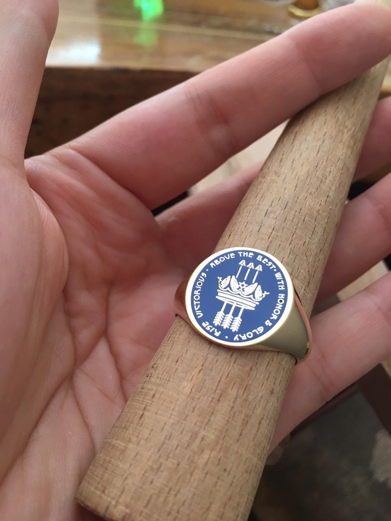 Blue Enamel Custom Engraved Signet Ring, Custom Signet Ring, Mens ...