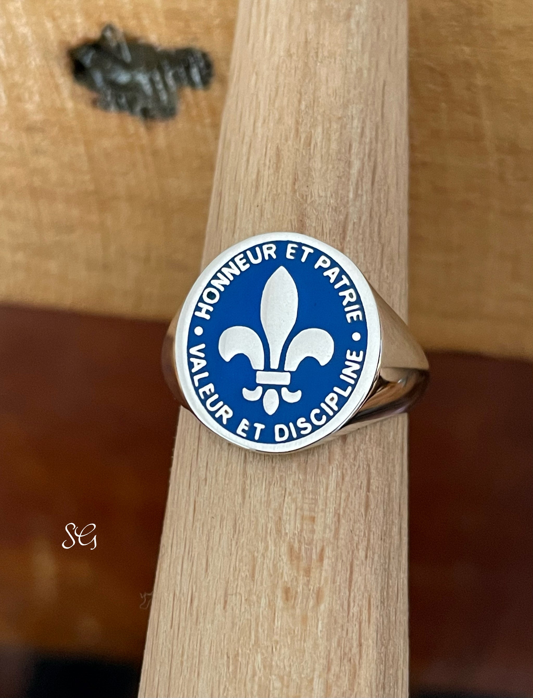 Blue Enamel Custom Engraved Signet Ring, Custom Signet Ring, Mens ...