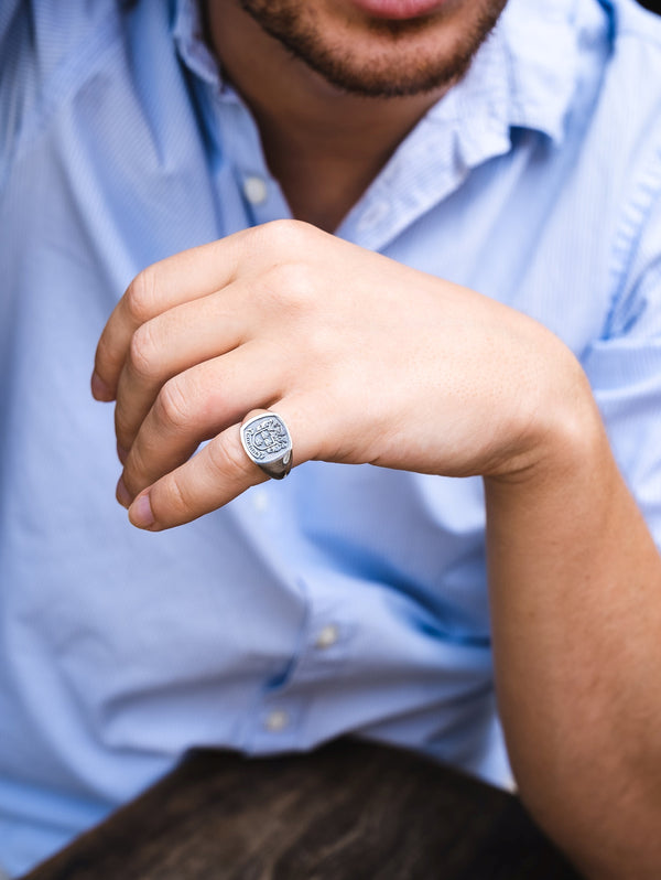 Gold Cushion Family Crest Signet Ring, Family Crest Rings, Family ...